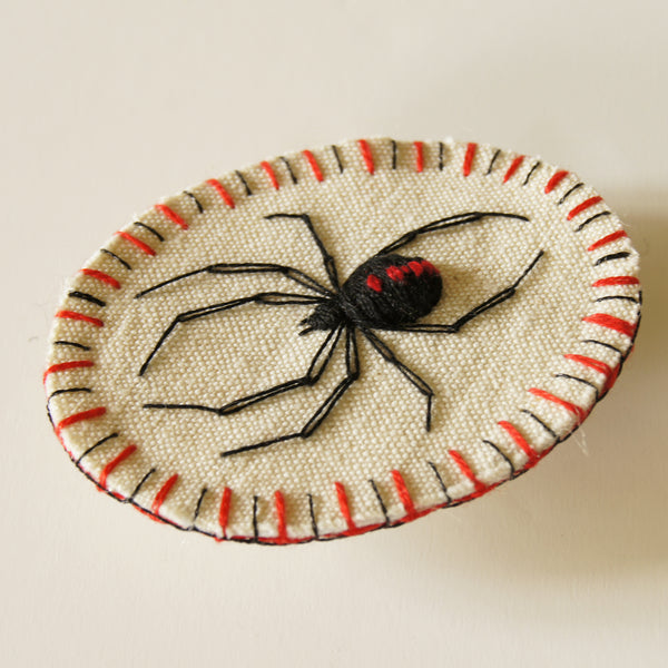 Embroidered Redback Spider Arachnophile Brooch Pin Textile Jewelry ...