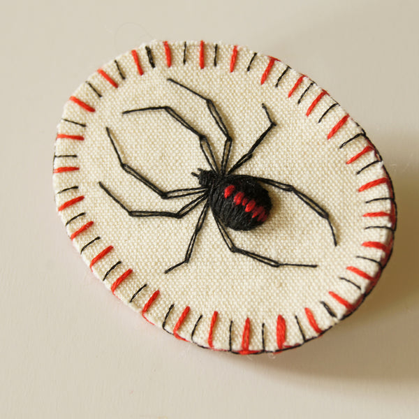 Embroidered Redback Spider Arachnophile Brooch Pin Textile Jewelry ...